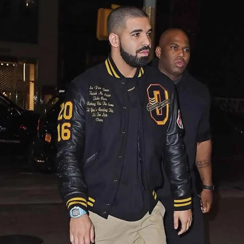 Drake OVO Summer Sixteen Varsity Black Leather Jacket