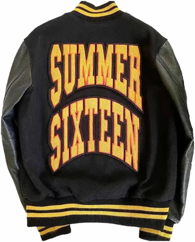 Drake OVO Summer Sixteen Varsity Black Leather Jacket